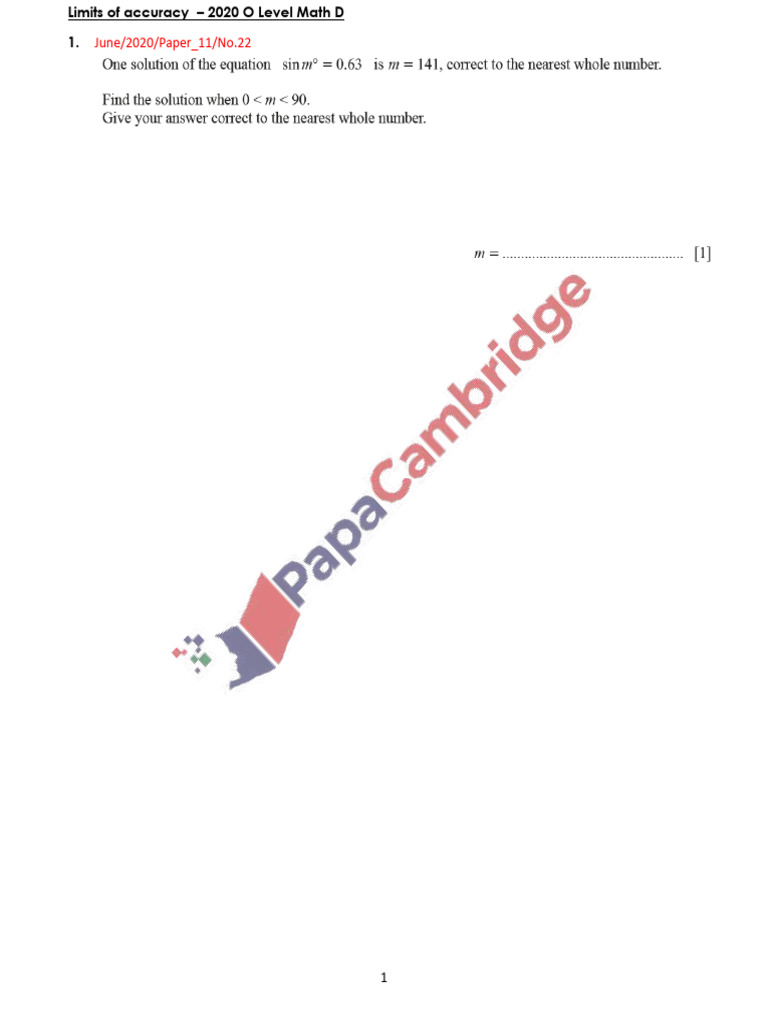 2020 O Level Math D Accuracy Limits | PDF