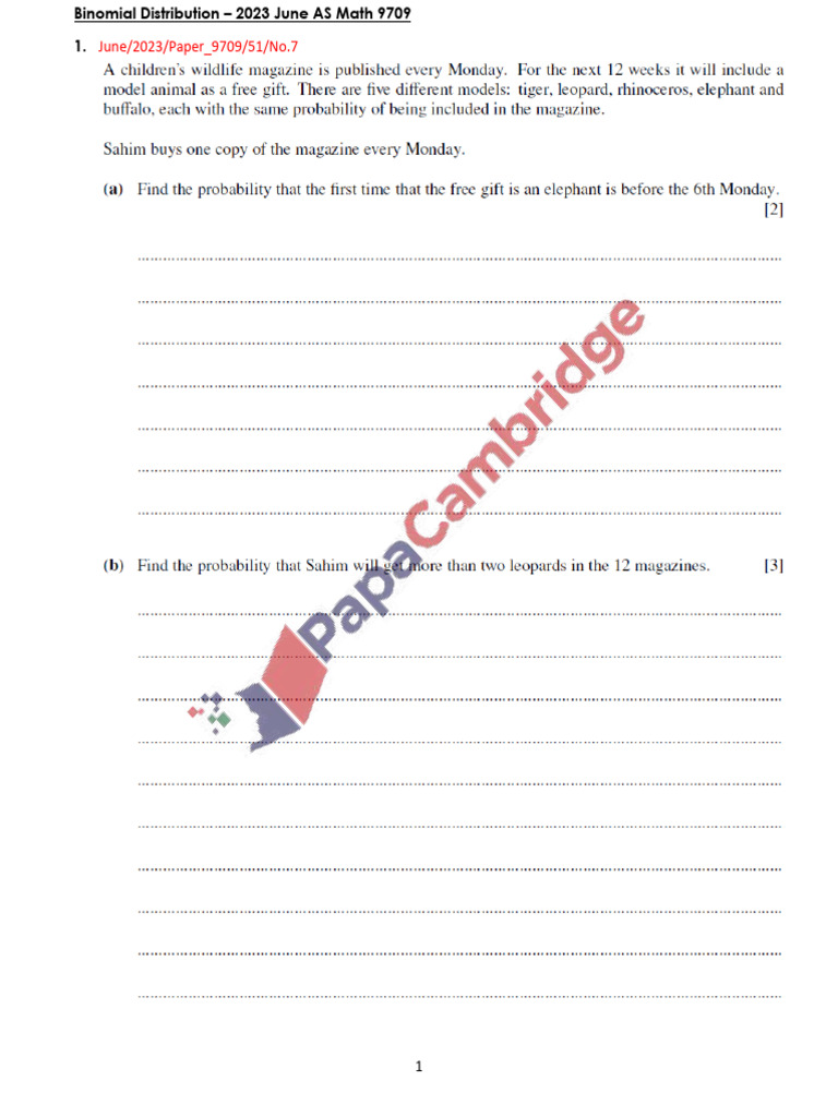 2023J Binomial Distribution As Math 9709 | PDF