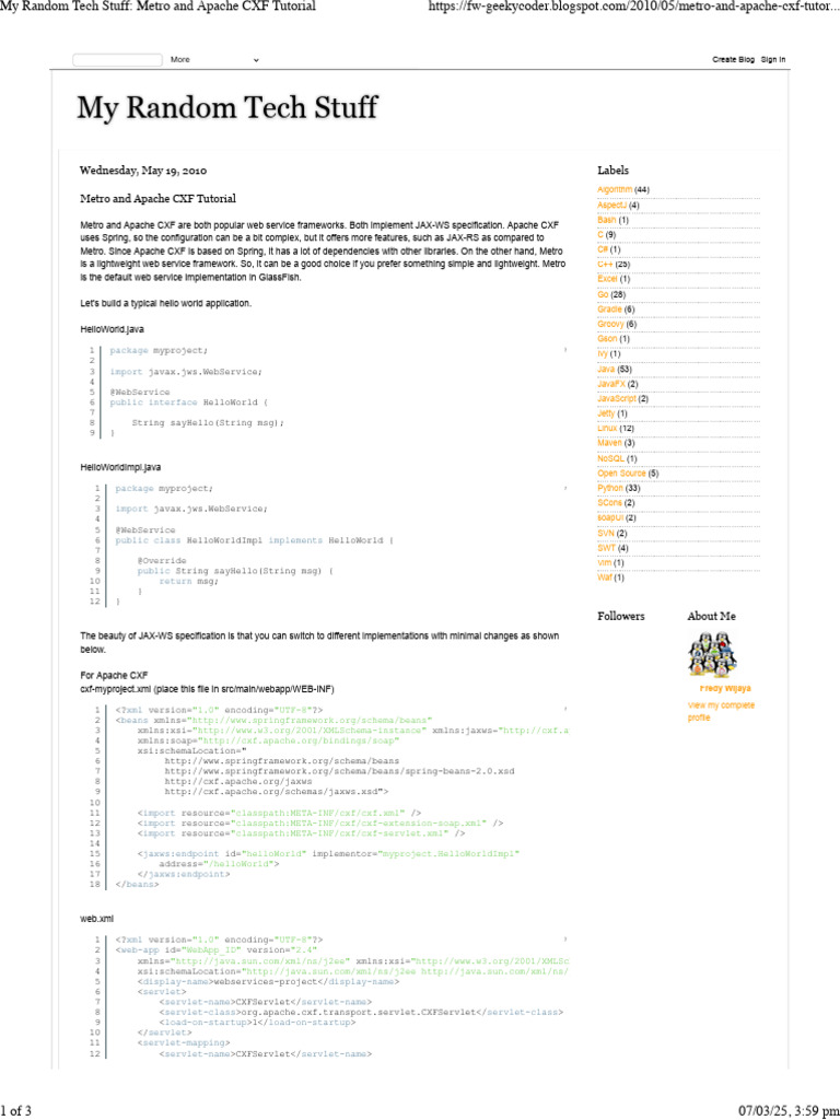 Apache CXF | PDF | Java (Programming Language) | Computing Platforms