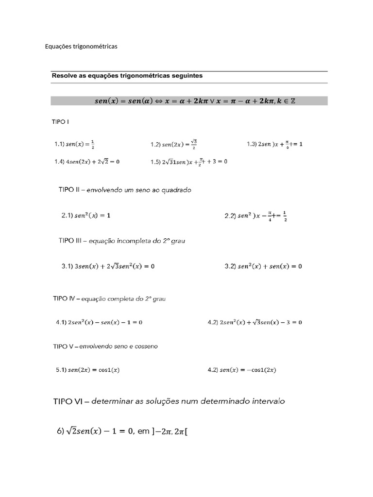 Equações Trigonométricas Com Resolução | PDF