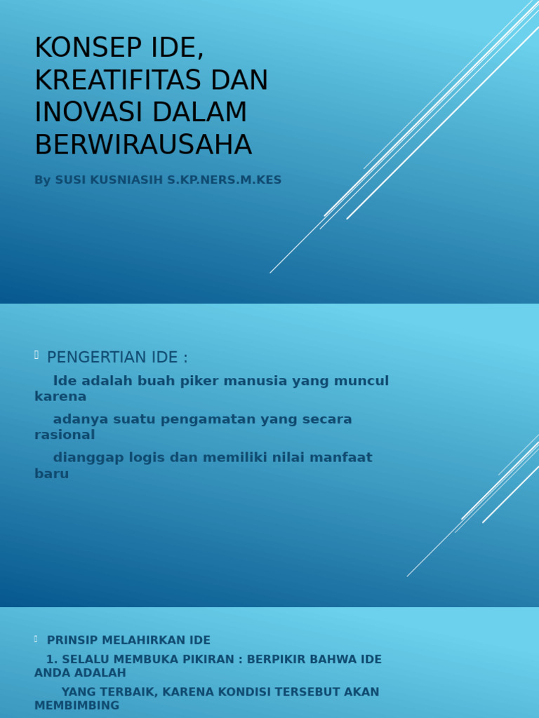 Konsep ide, kreatifitas dan inovasi dalam berwirausaha | PDF