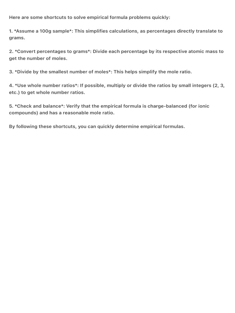 Here Are Some Shortcuts to Solve Empirical Formula Problems Quickly… | PDF