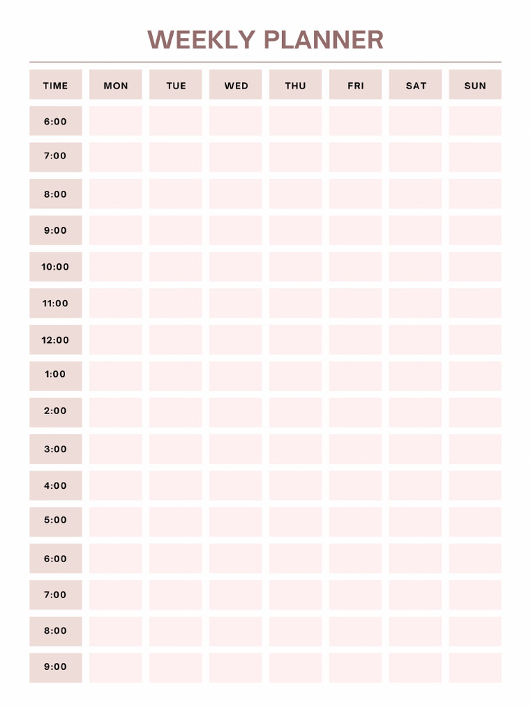 Pink & White Schedule Weekly Planner | PDF