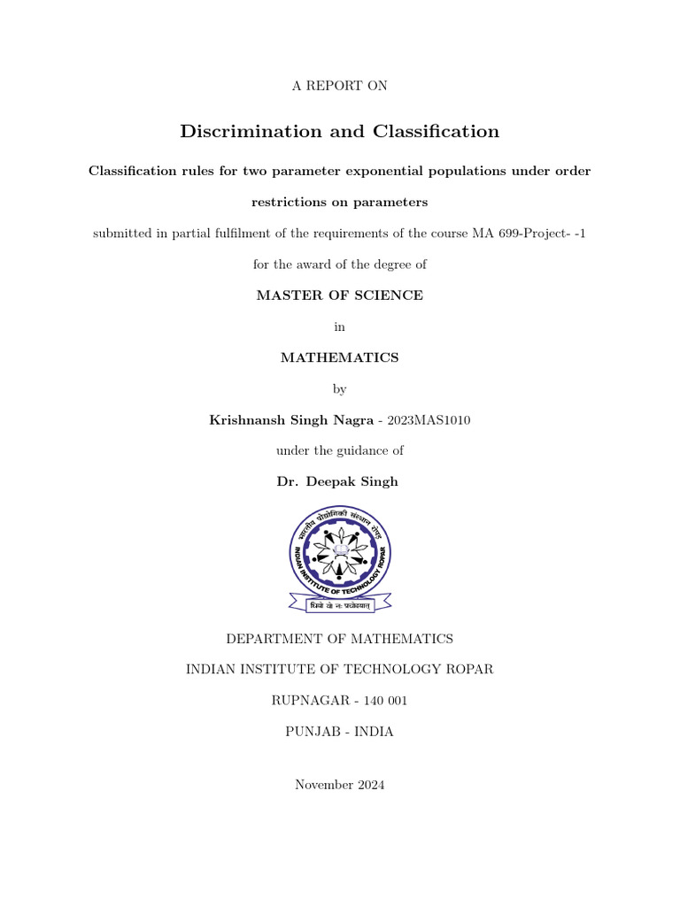 Exponential Population Classification Rules | PDF | Statistical ...