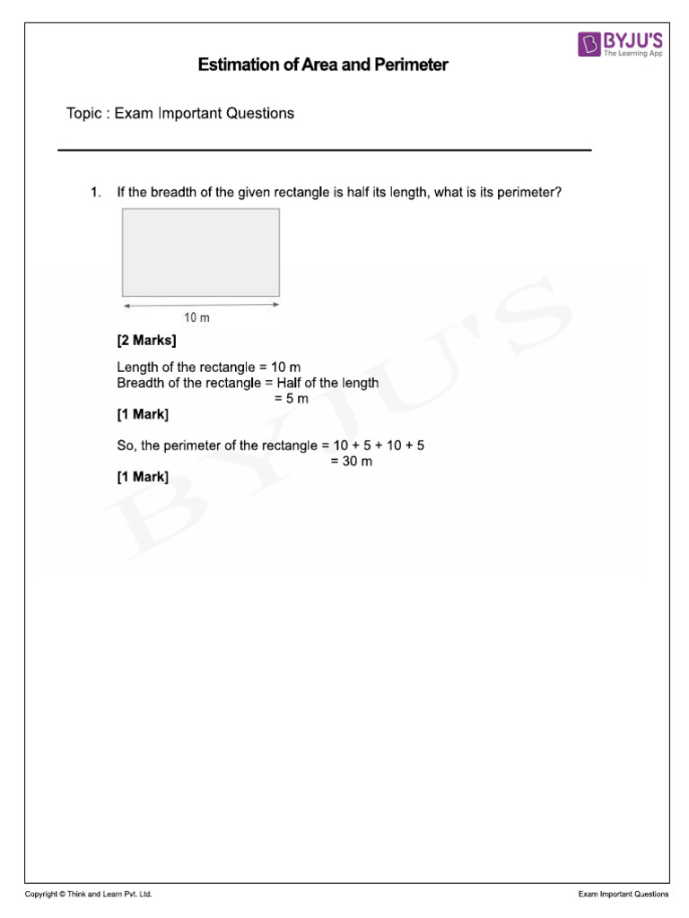 CBSE - G 05 - Estimation of Area and Perimeter - EIQ | PDF