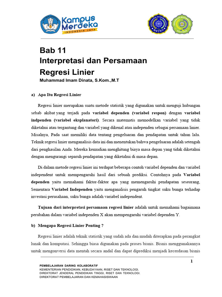 Panduan Regresi Linier untuk Analisis Data | PDF