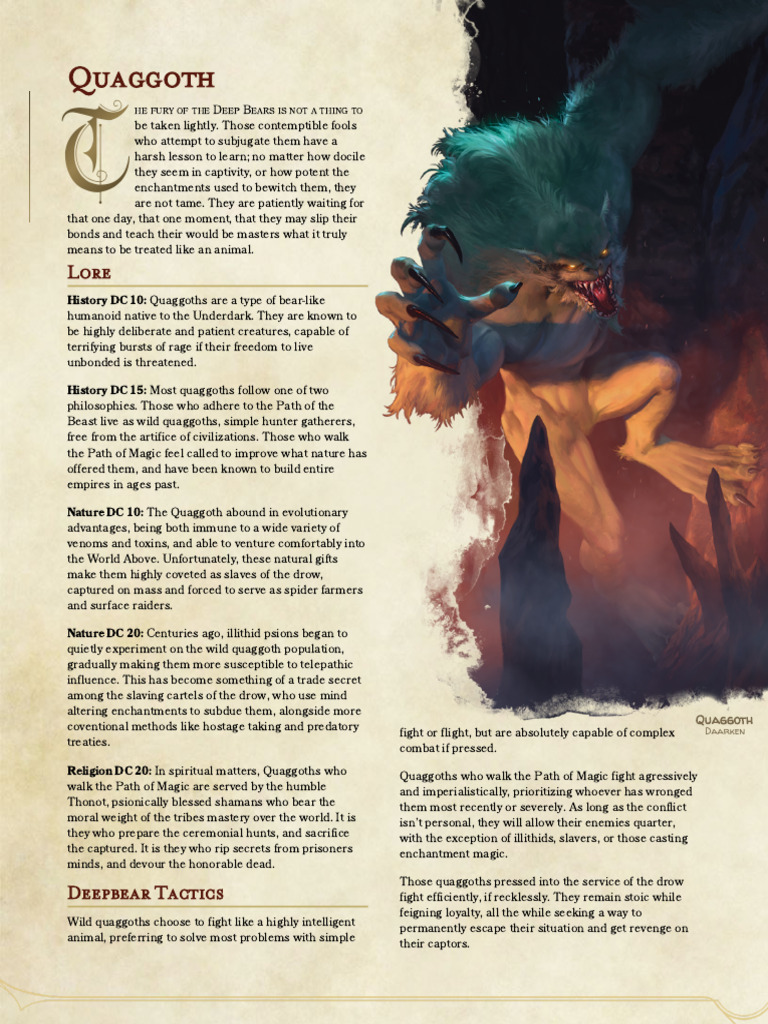 Quaggoth: Lore and Combat Tactics | PDF