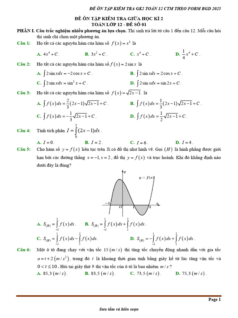 10 de On Tap Kiem Tra Giua Hoc Ki 2 Toan 12 Cau Truc Moi 3 2 2 3 | PDF