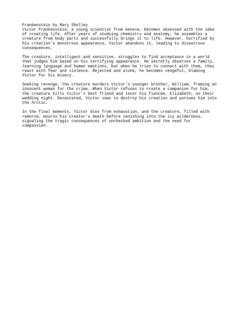 Frankenstein by Mary Shelley | PDF