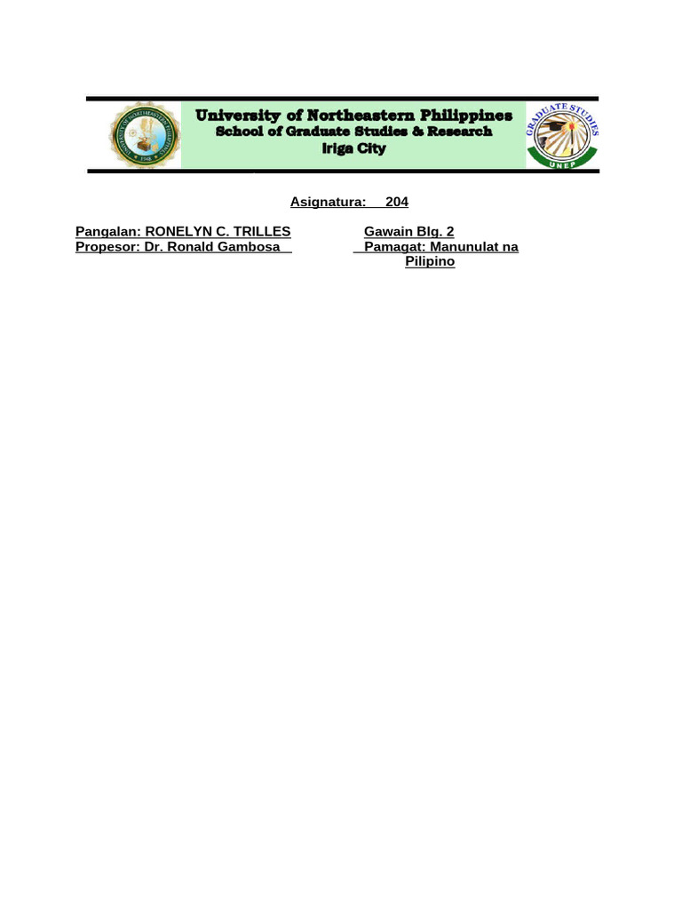 Gawaing Bilang 2 | PDF