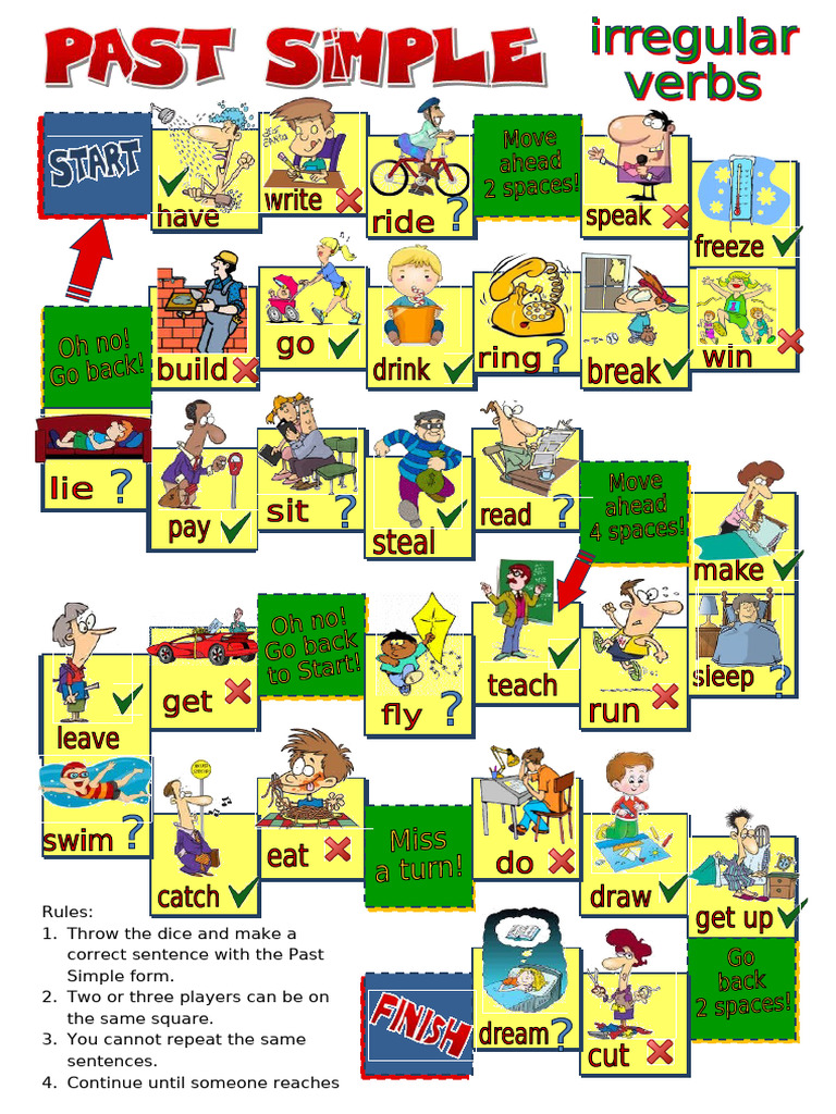 Past Simple Board Game Irregular Verbs | PDF