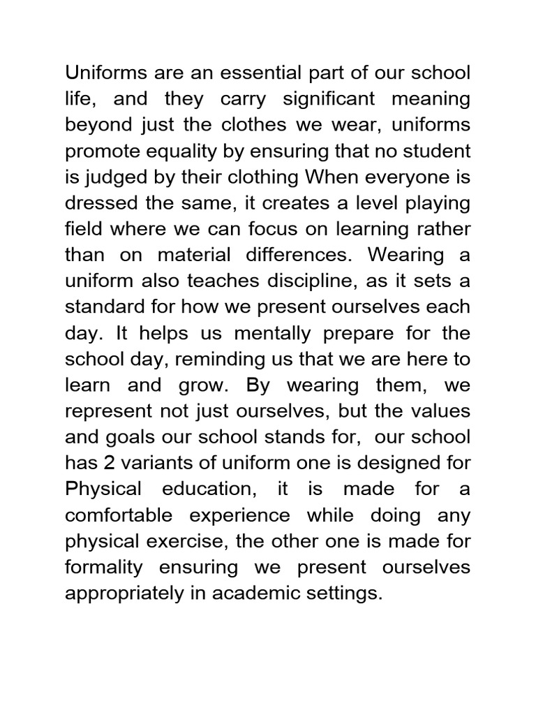 Uniforms Are An Essential Part of Our School Life | PDF