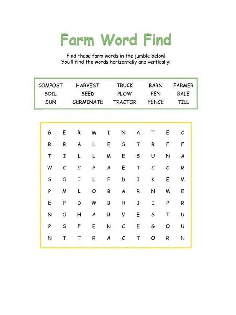 Wordsearch Farm | PDF