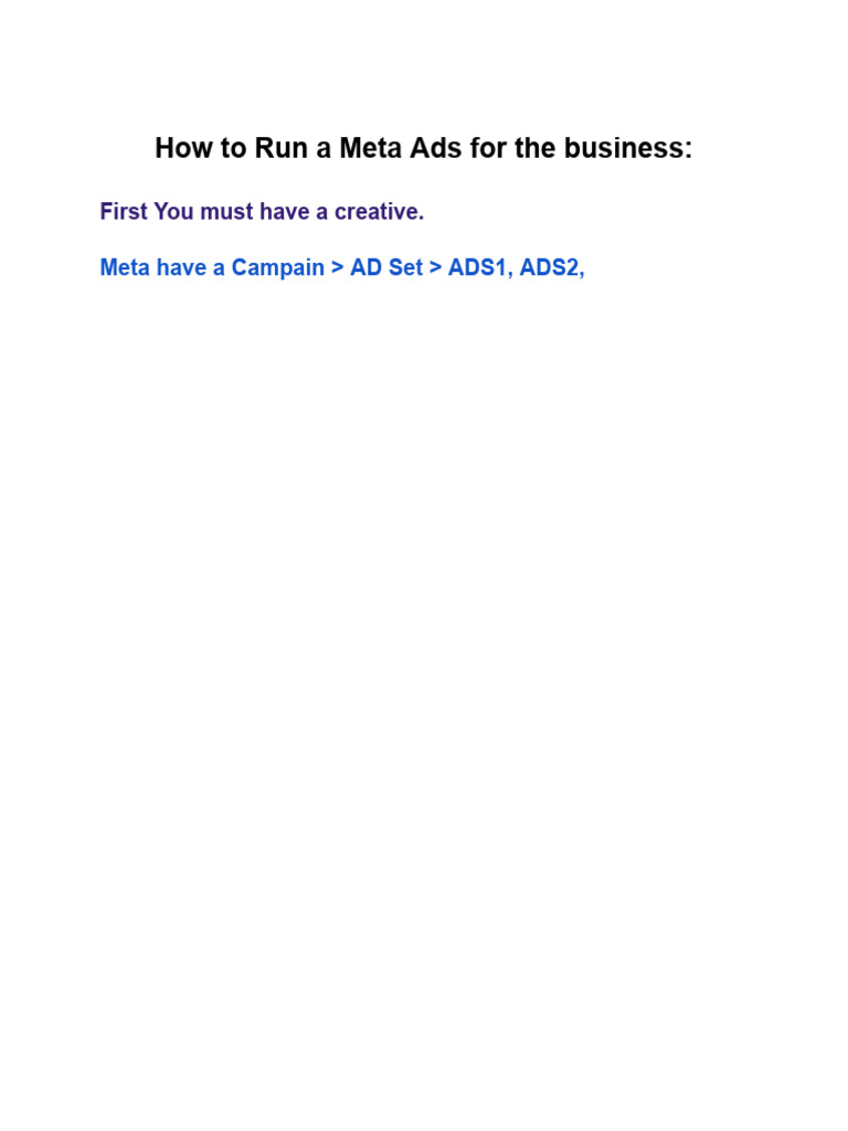 How To Run A Meta Ads For The Business | PDF
