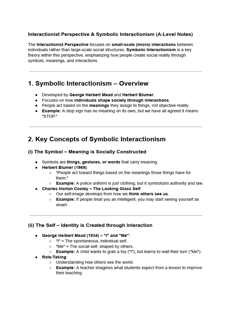 Understanding Symbolic Interactionism | PDF | Social Psychology ...