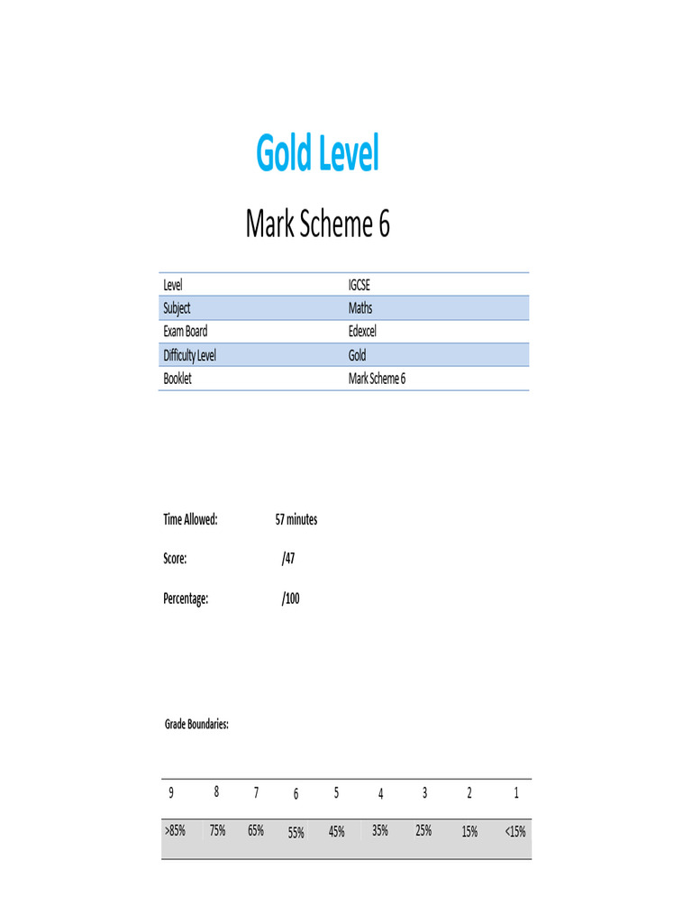 IGCSE Edexcel Math Gold Ms6 IGCSE9 1 - 2 | PDF | Student Assessment And Evaluation | Qualifications
