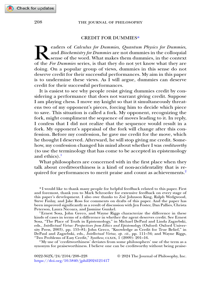 Shane Ward Credit For Dummies | PDF | Knowledge | Intention