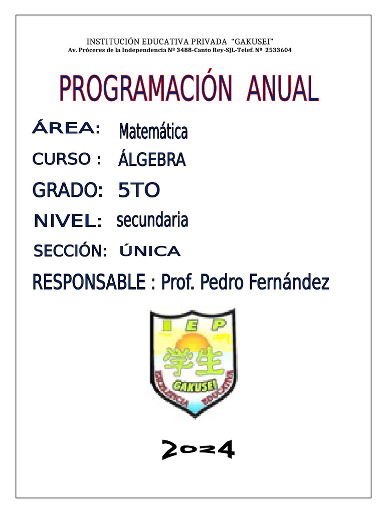 CARATULA-PROGRAMACION ANUAL | PDF