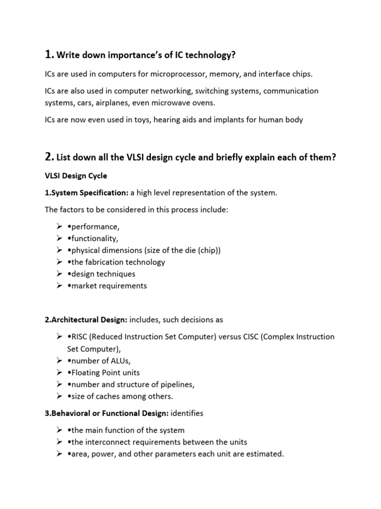 Answers to vlsi | PDF | Integrated Circuit | Field Programmable Gate Array