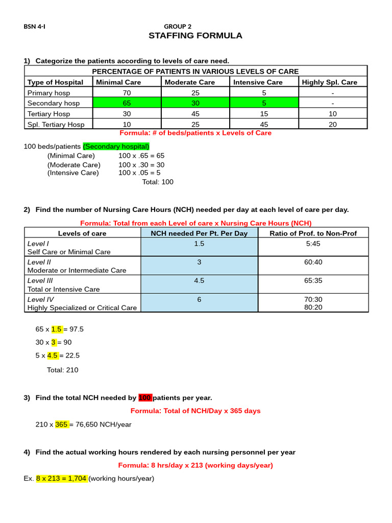 Staffing Formula Forda Final | PDF | Intensive Care Unit | Health Care