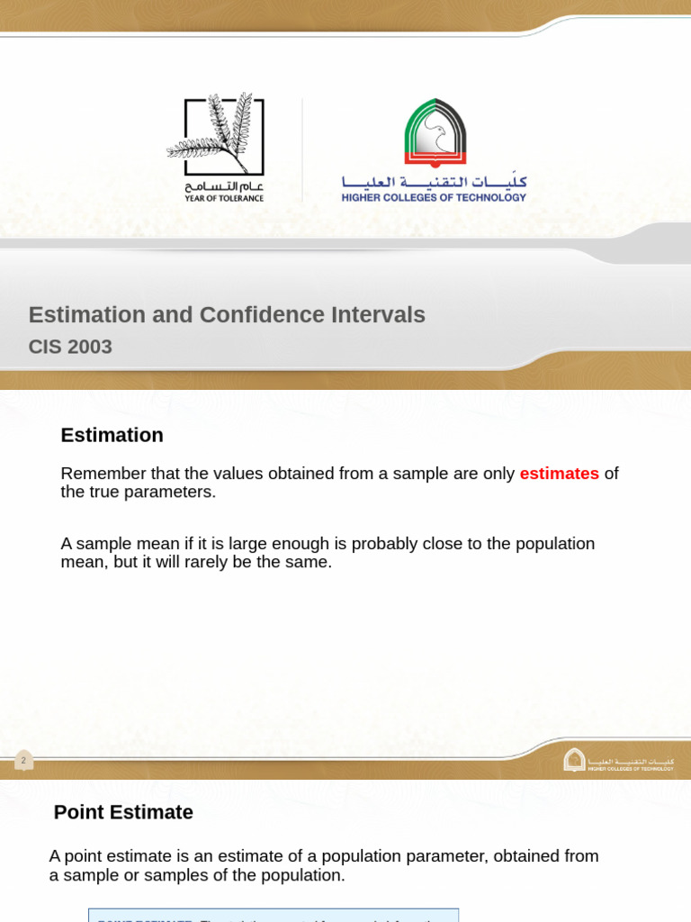 CLO4-PPT1-Estimation and Confidence Intervals | PDF | Estimator | Econometrics