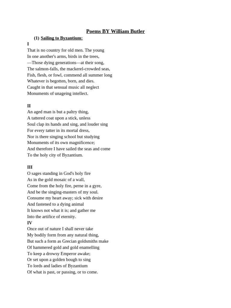 Poems BY William Buttler | PDF