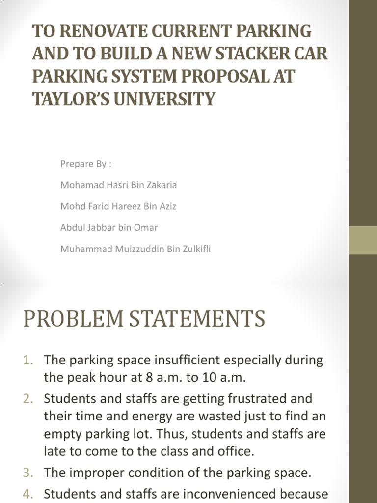Presentation of Proposal | PDF | Parking Lot | Business