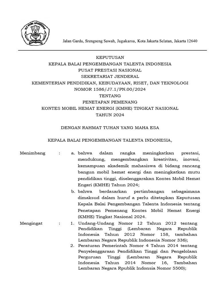 Pemenang KMHE Nasional 2024 | PDF