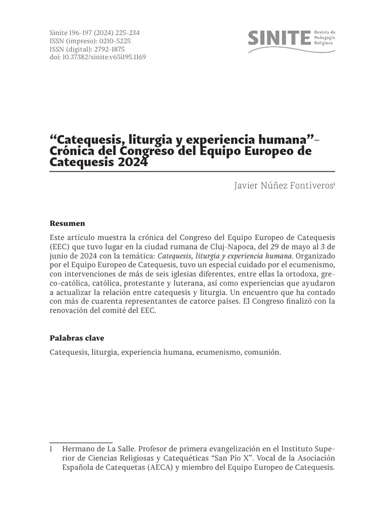 Sinite-196-197-Nunez-Fontiveros Catequesis Liturgia Experiencia Humana ...