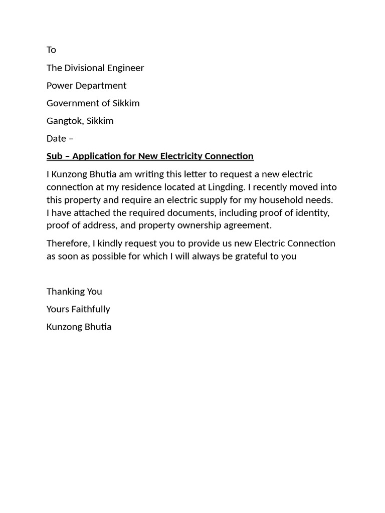 New Electricity Connection Request | PDF