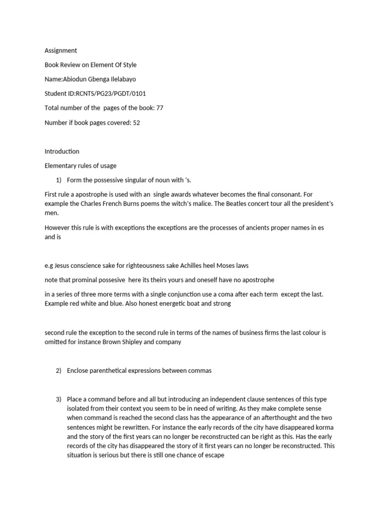 Abiodun Gbenga Assignment | PDF | Linguistics | Grammar