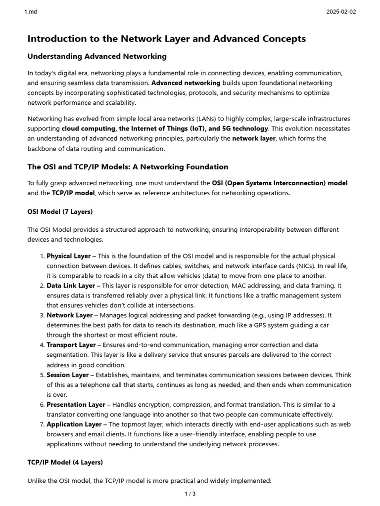 1 | PDF | Computer Network | Osi Model