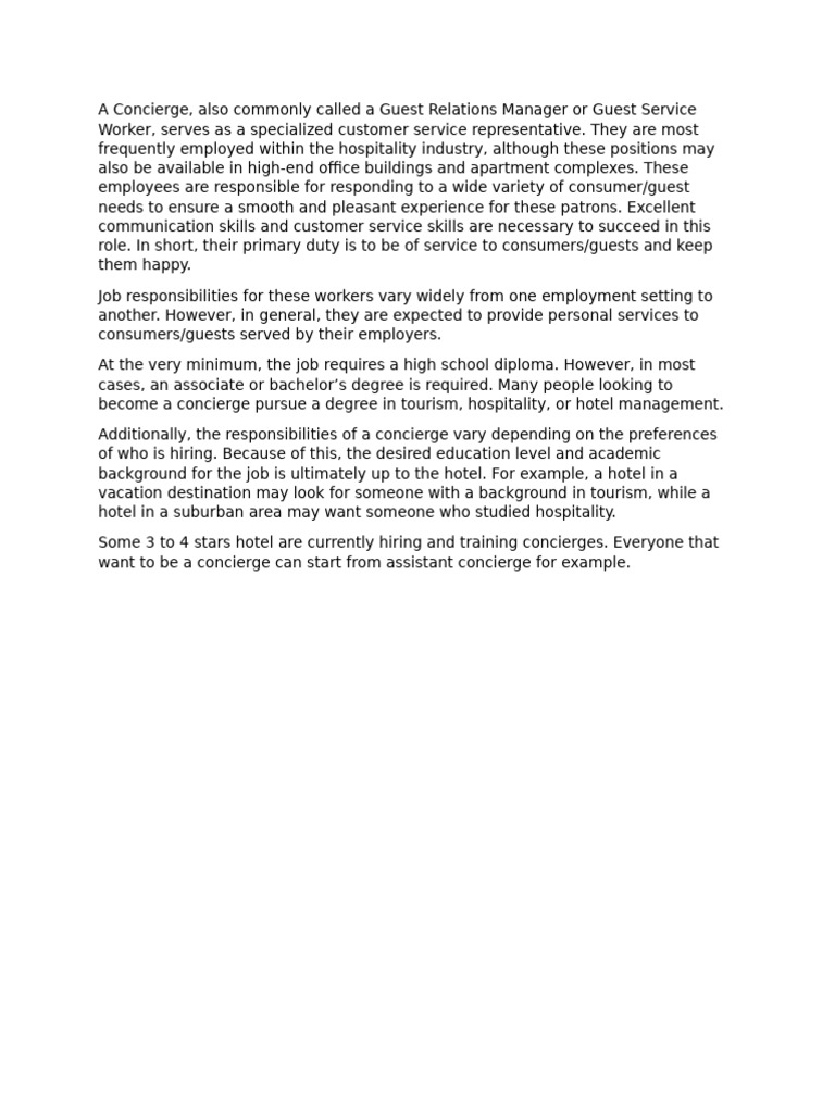 Project Work - Concierge | PDF