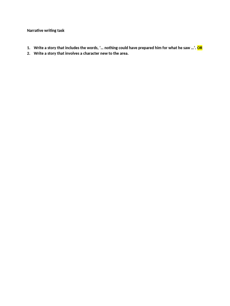 Narrative Writing Task - IGO | PDF