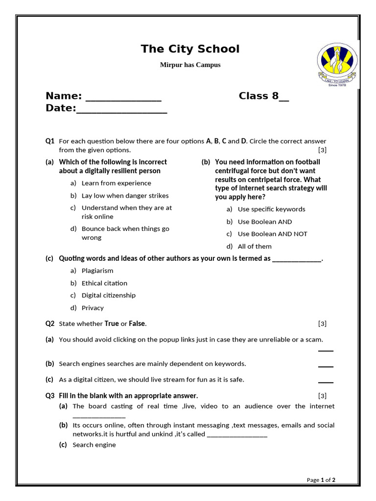Chapter 1 Practice Worksheet | PDF