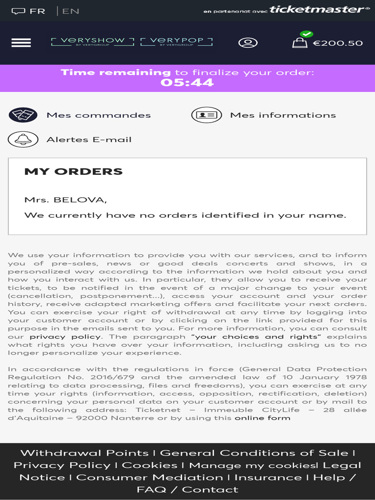Ticketnet Account Information Nanterre | PDF