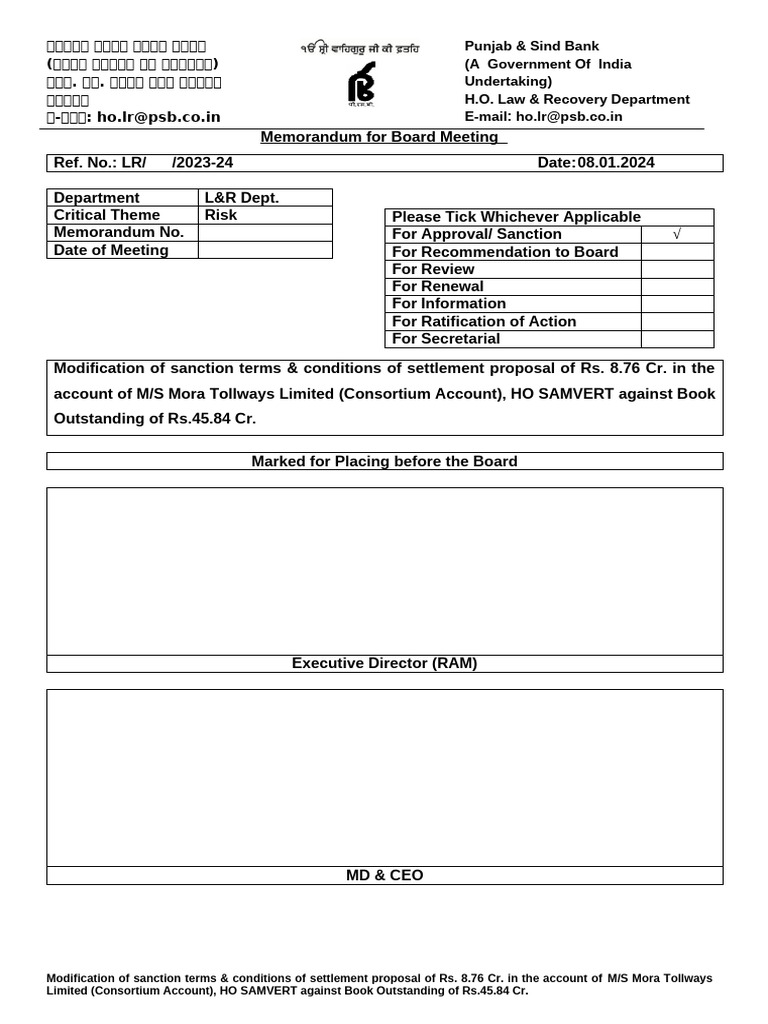 Board Note 08.01.2024 | PDF | Interest | Banks