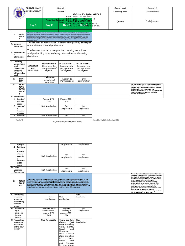 WEEK 1 cOUNTING PRINCIPLES | PDF | Learning | Curriculum