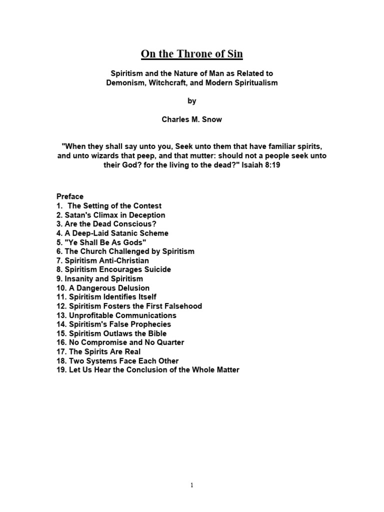On The Throne of Sin-Snow | PDF | Satan | Eternal Life (Christianity)