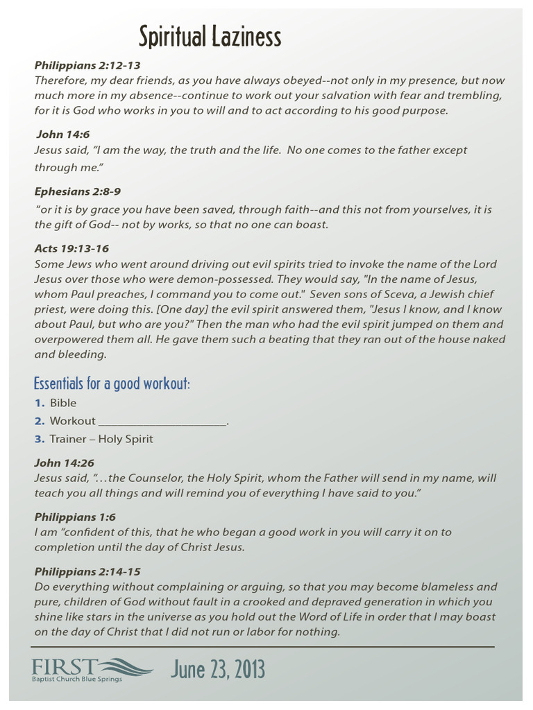 Overcoming Spiritual Laziness Notes | PDF