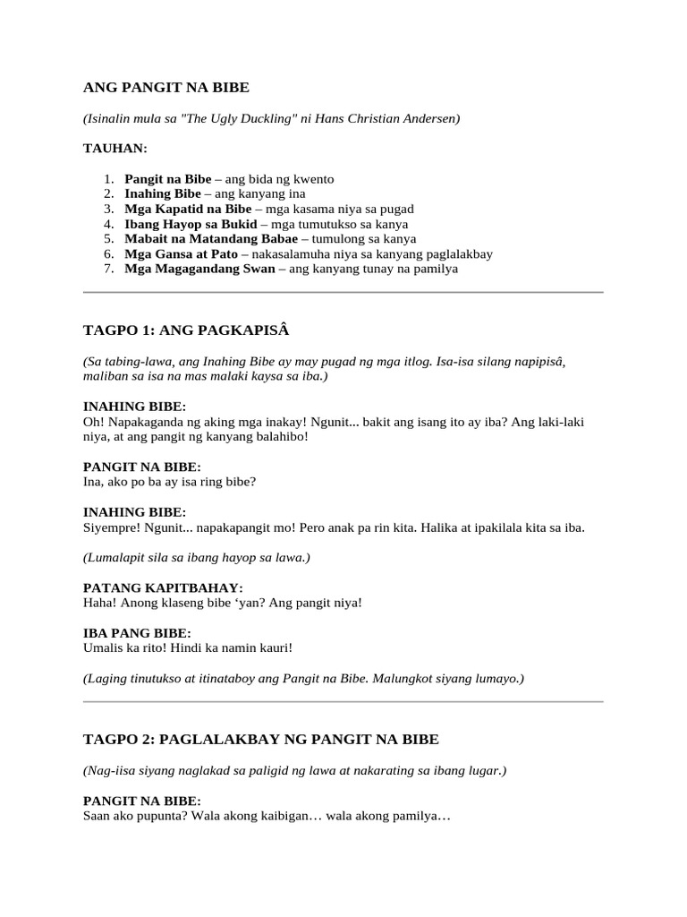 Ang Pangit Na Bibe | PDF