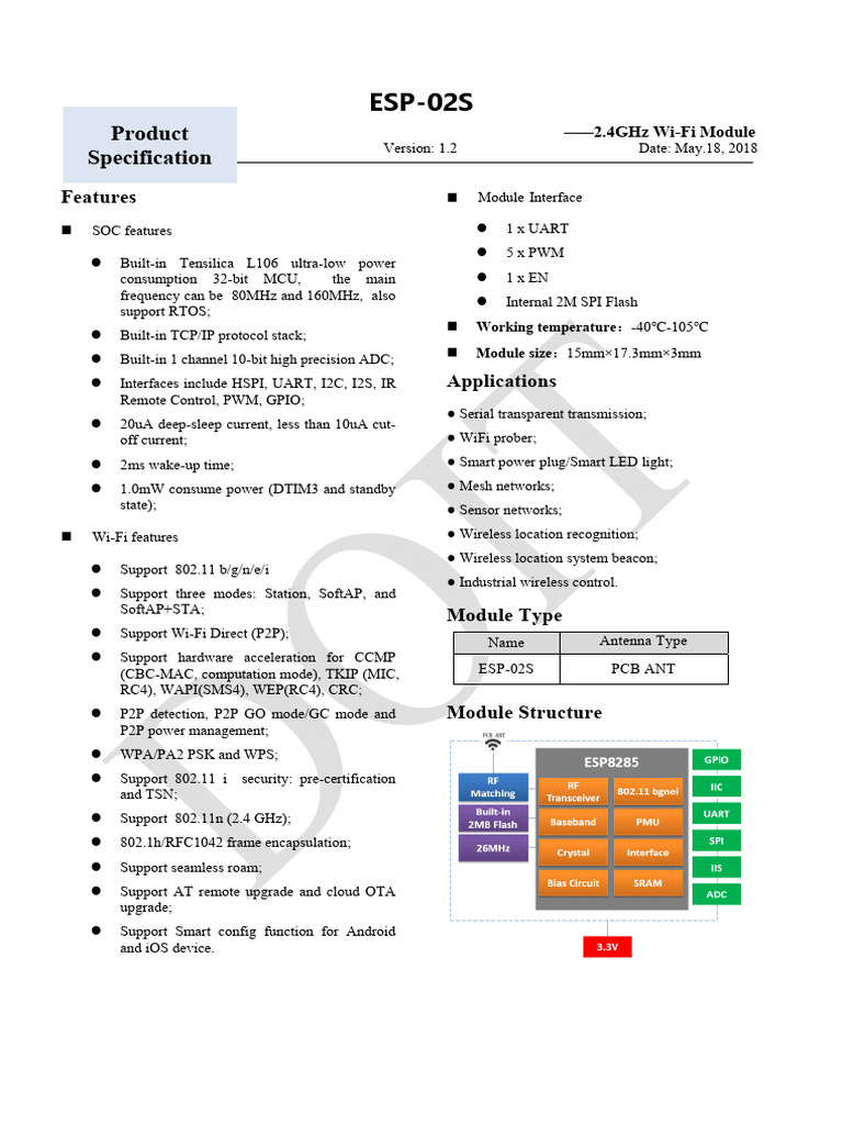 ESP-02S_C19949060 | PDF | Wi Fi | Ieee 802.11