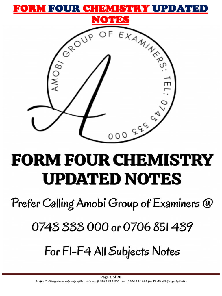 f4 Chem Updated Notes-1 | PDF | Hydroxide | Salt (Chemistry)