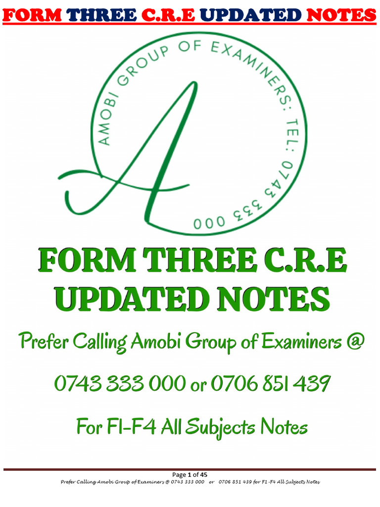 f3 C.R.E Updated Notes-1 | PDF | Spiritual Gift | Twelve Minor Prophets