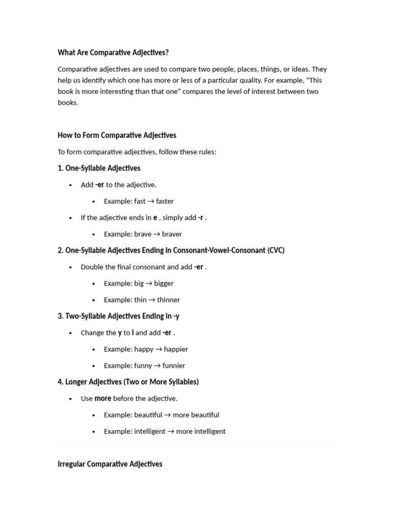 Comparative Adjective | PDF