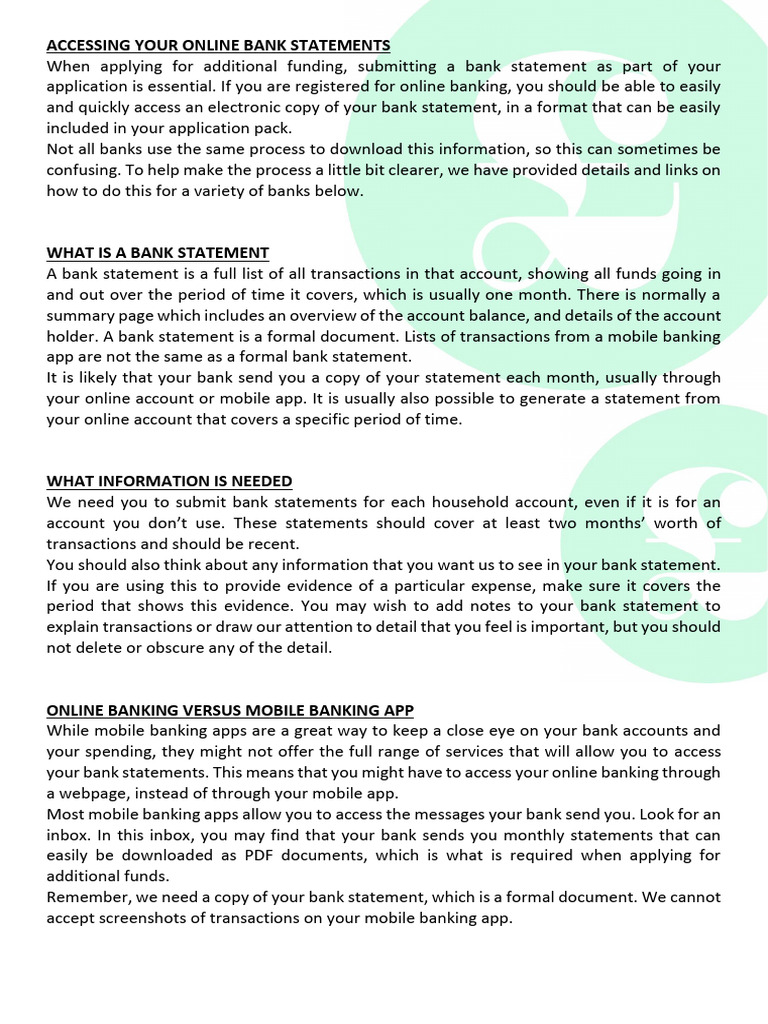 2023 How To Download An Online Bank Statement | PDF | Online Banking ...