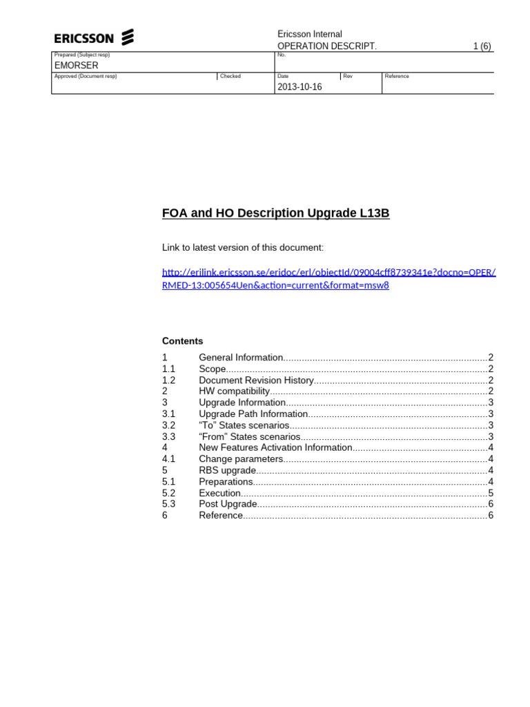 FOA and HO Description Upgrade L13B | PDF | 4 G | Computing
