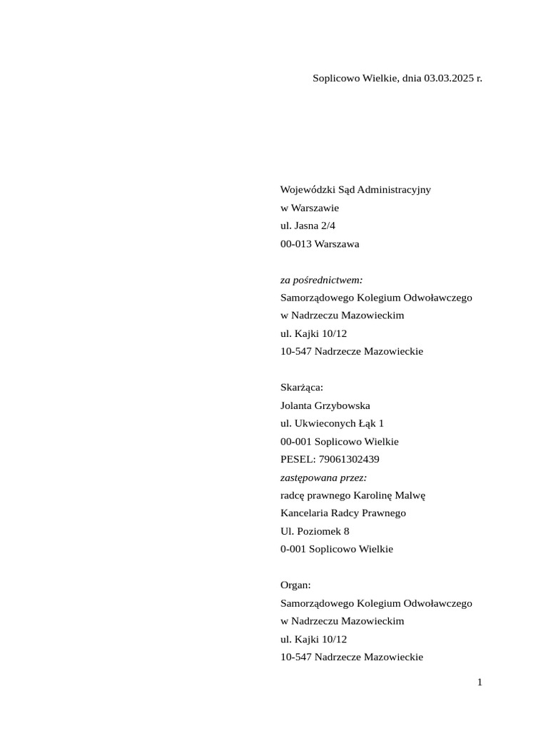 Skarga Do WSA Warunki Zabudowy | PDF