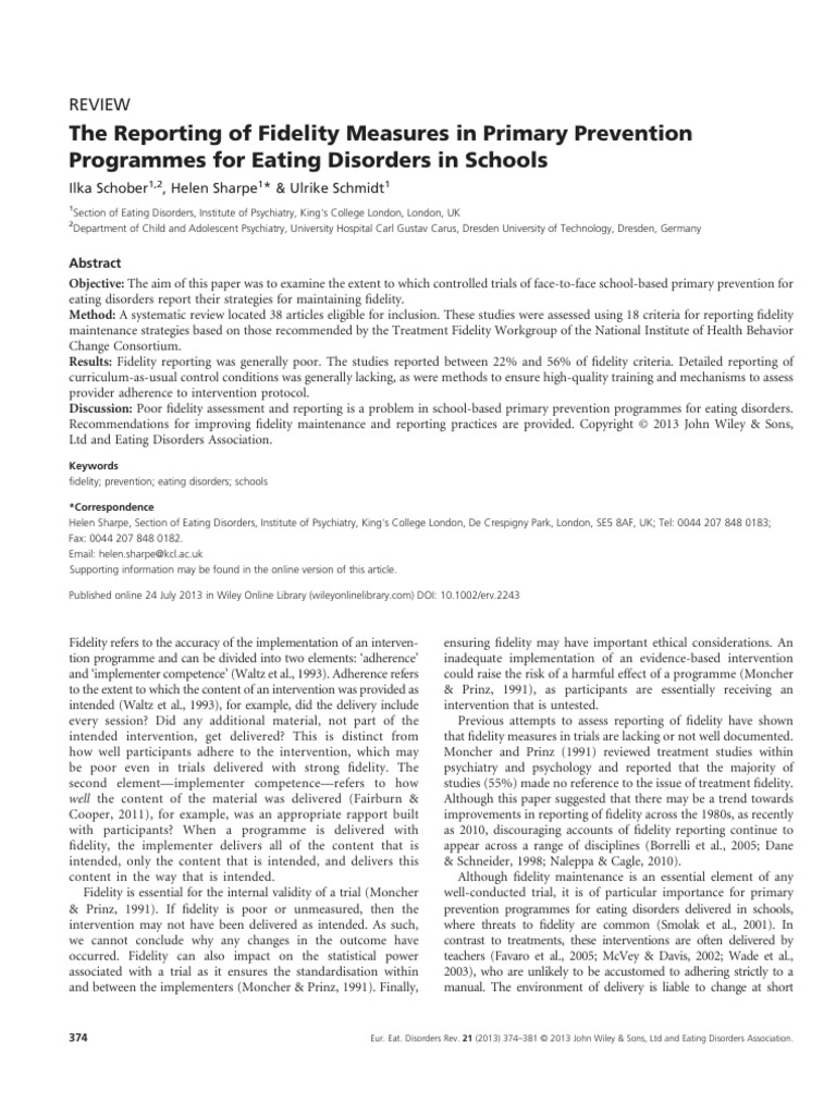 15 - The Reporting of Fidelity Measures in Primary Prevention ...