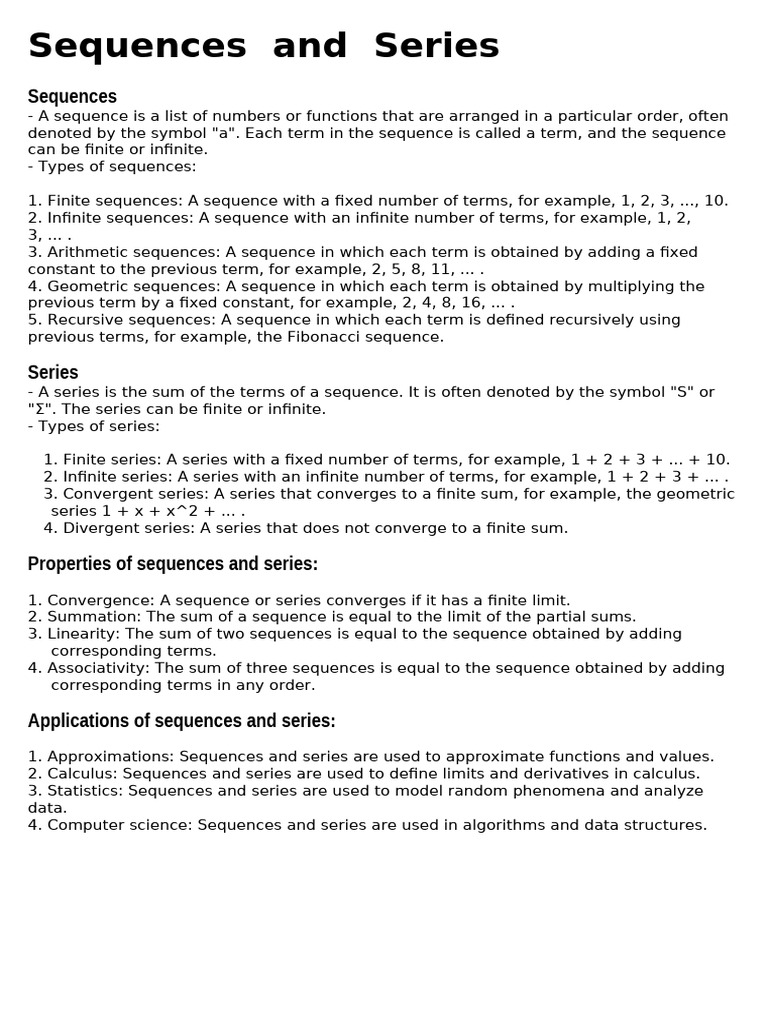 Understanding Sequences and Series | PDF | Sequence | Summation